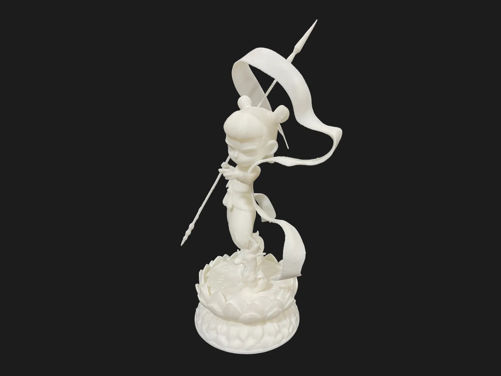 Nezha: The Devil Child Rides the Sea Figurine with Lotus Base by 王的A1 ...