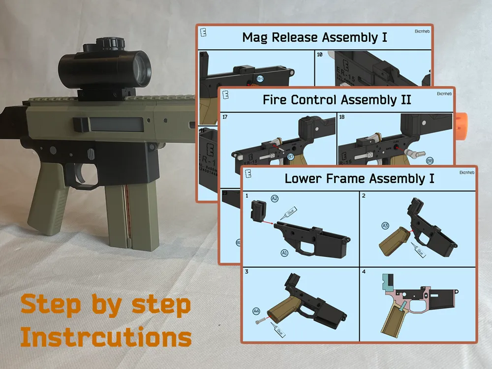 ER-15 | Toy rifle (Working!) - Free 3D Print Model - MakerWorld