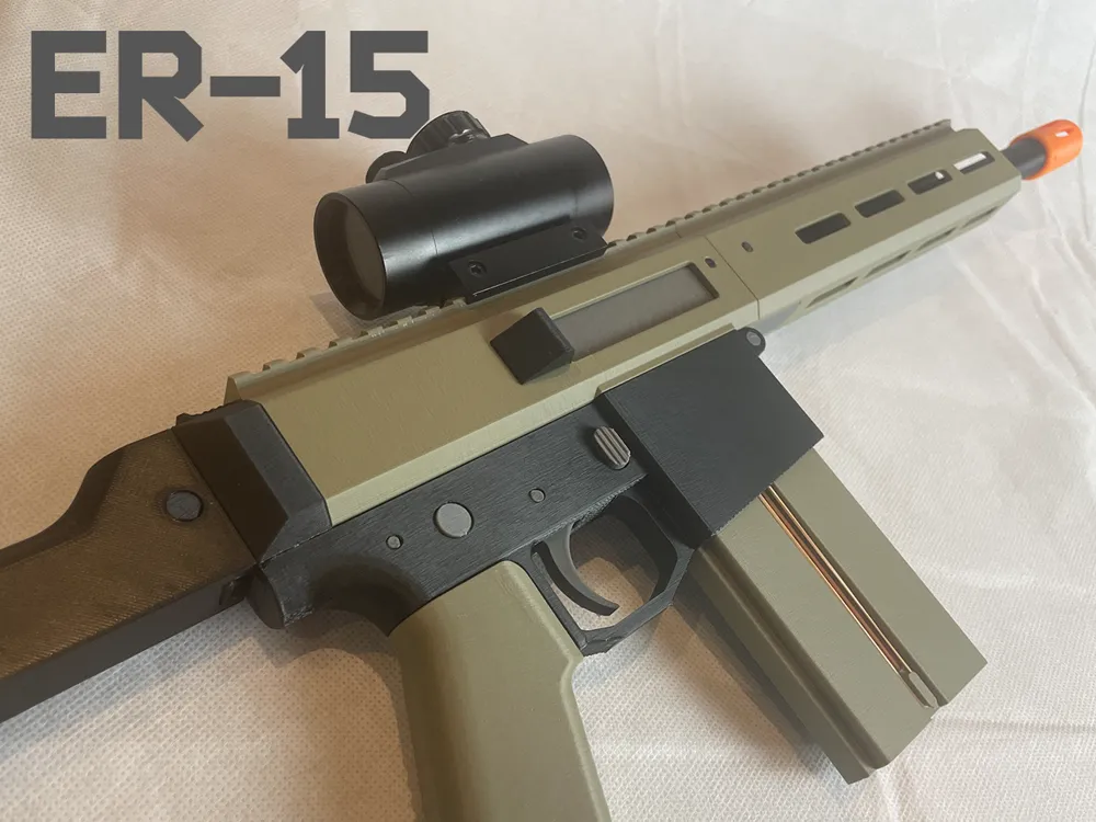ER-15 | Toy rifle (Working!) - Free 3D Print Model - MakerWorld