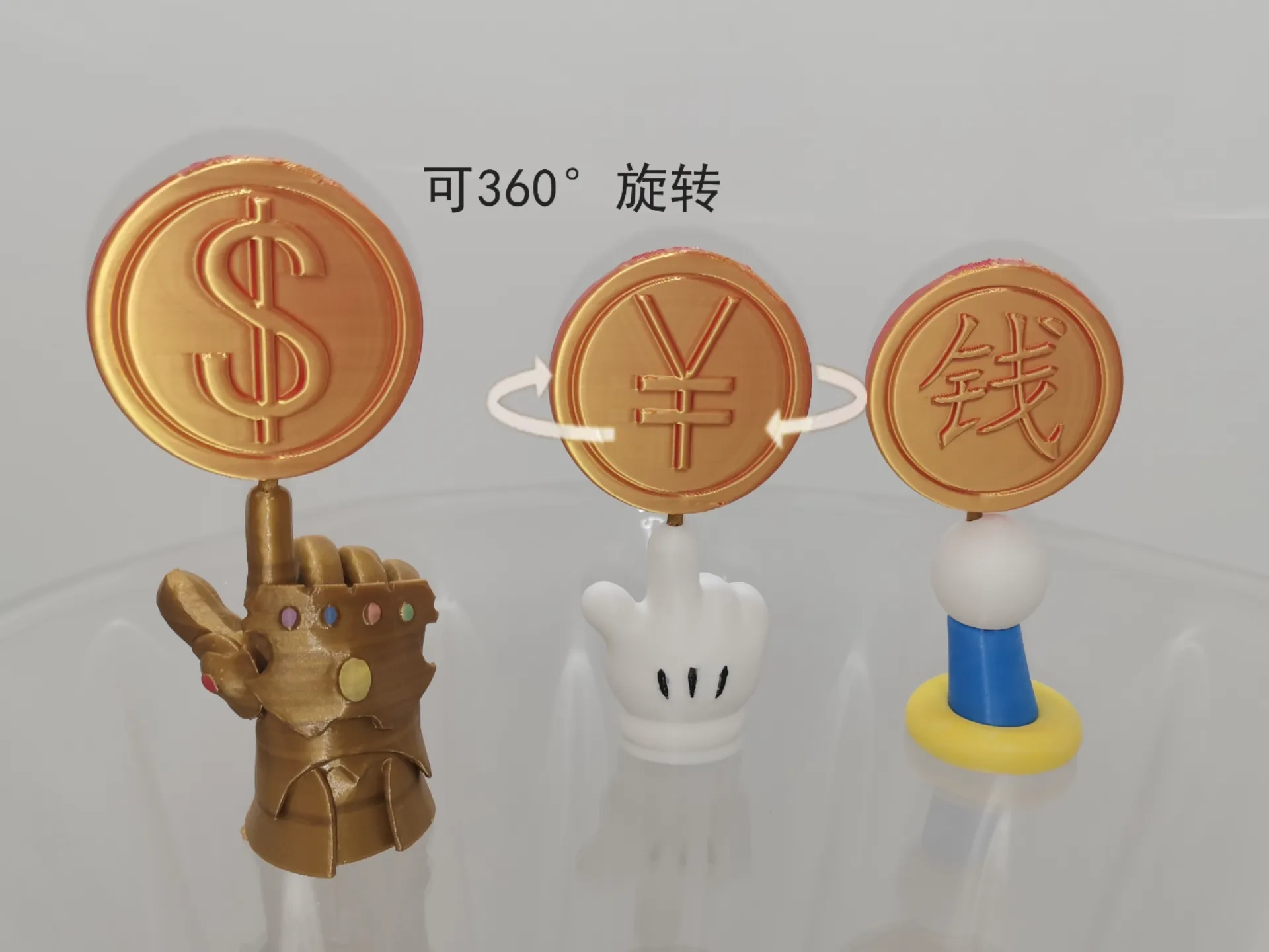 Thanos, Mickey, and Doraemon "Spinning" Money Creative Figurines by ...