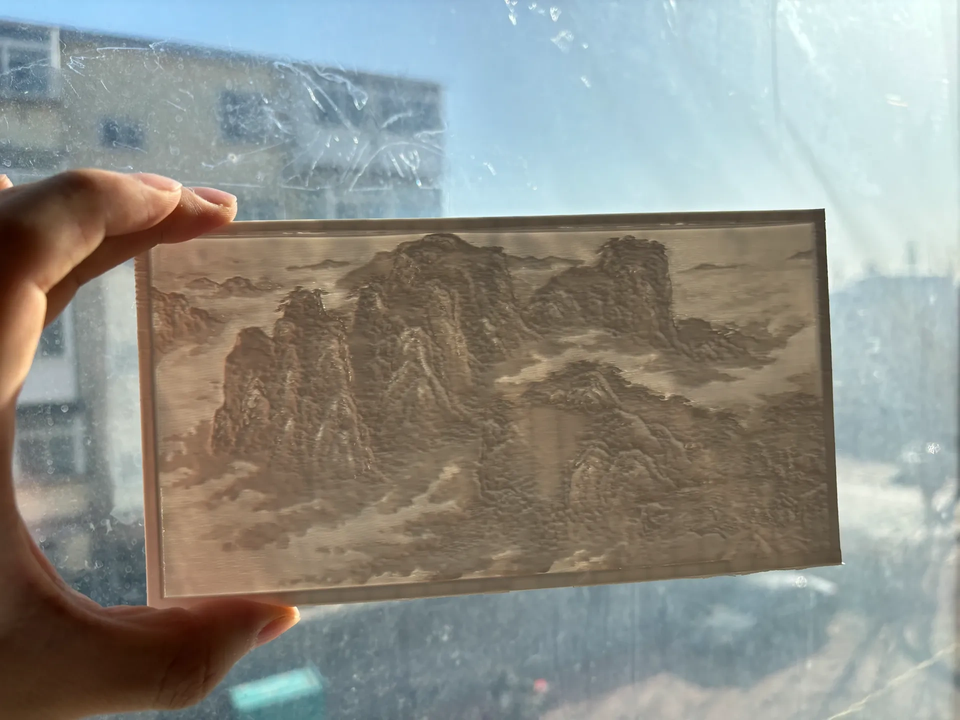 Mountain Mist Chinese Landscape Monochrome Lithophane by 李 - MakerWorld