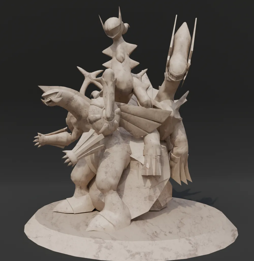 Pokémon statues of Palkia, Dialga, and Arceus by _3DCREATE MakerWorld: Download Free 3D Models