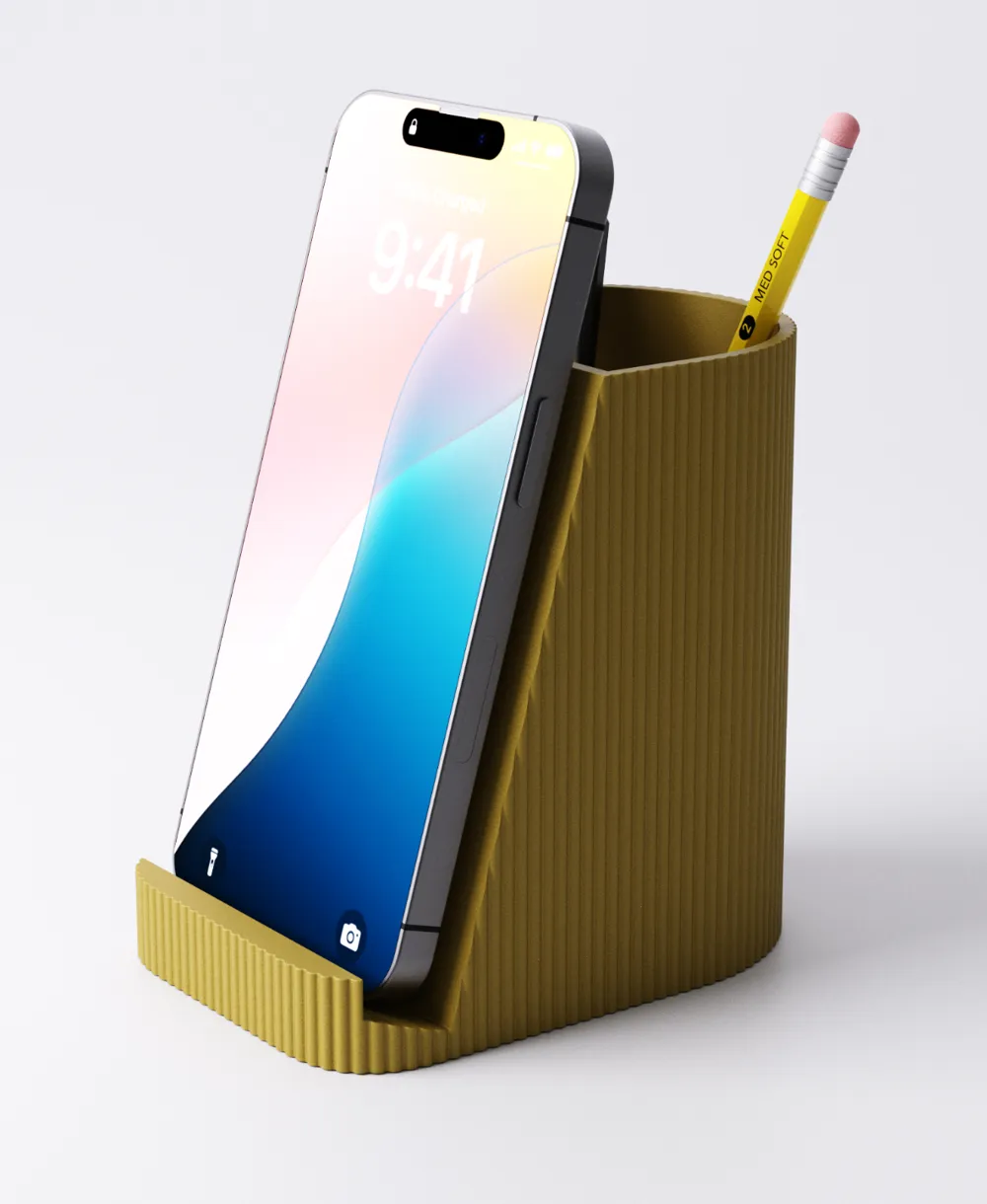 Phone Stand + Pen Holder by StudioLoup - MakerWorld