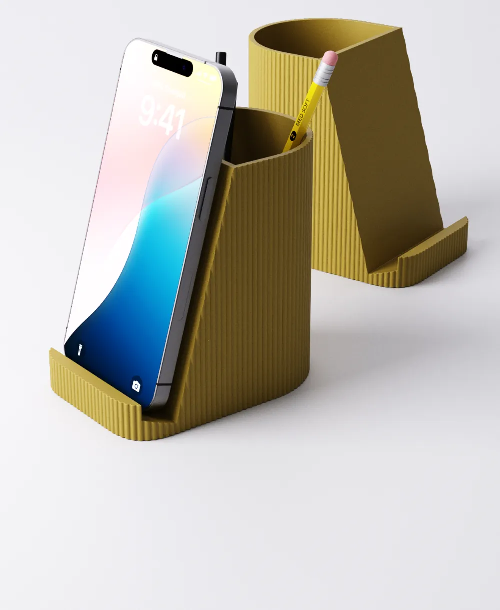 Phone Stand + Pen Holder by StudioLoup - MakerWorld
