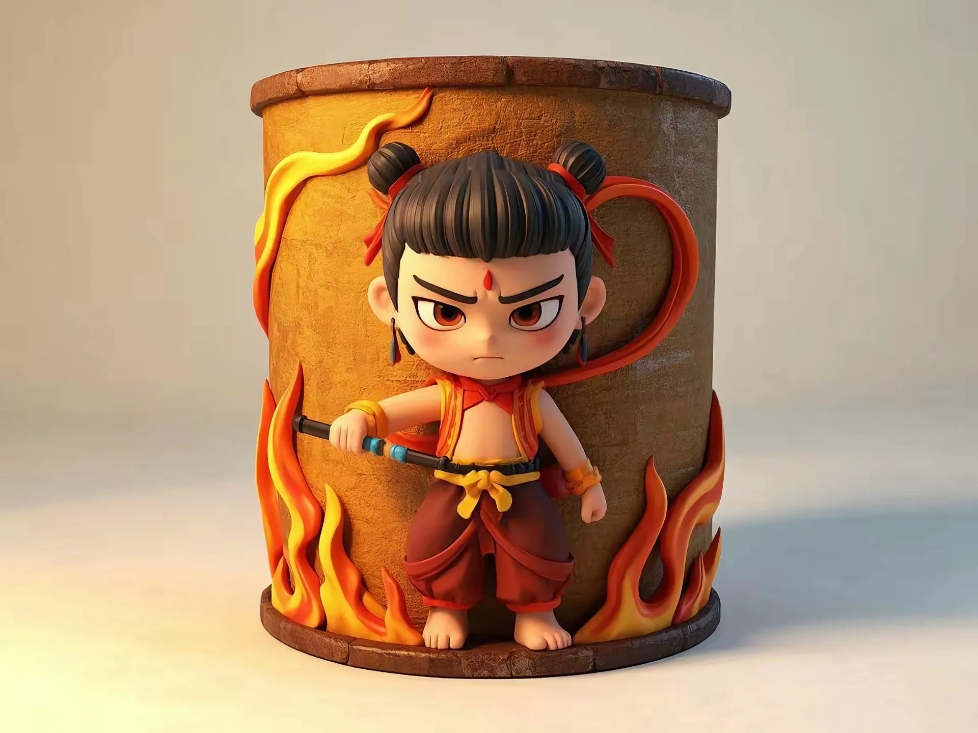 Nezha the Demon Child - Pen Holder, Print-in-Place, for A1 mini by 库尔勒 ...
