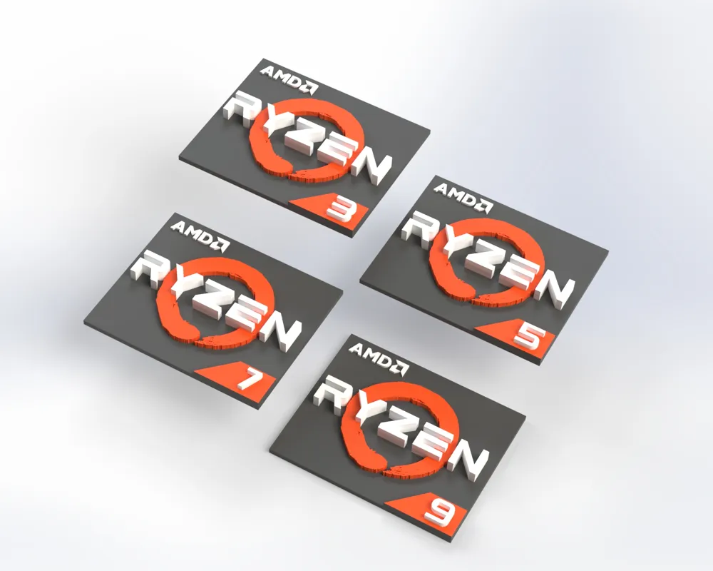 AMD Ryzen 3, 5, 7, 9 Logos (Stickers) by Amal_1079 - MakerWorld