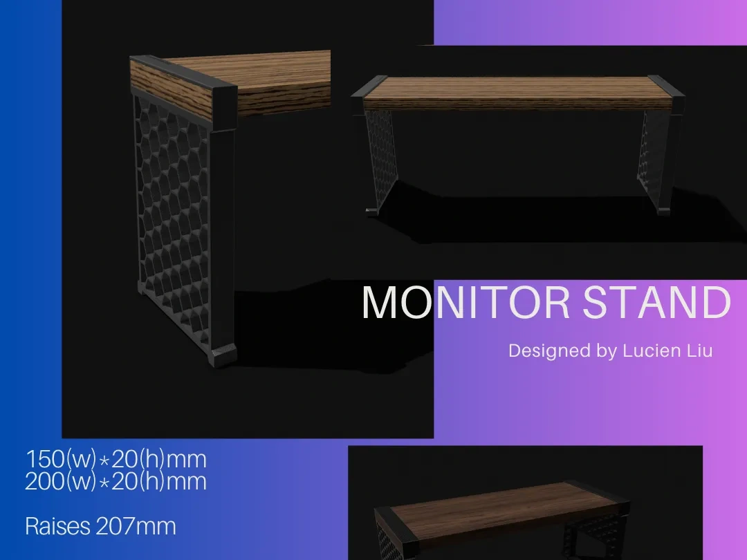 Monitor riser, usable for 15-20cm, supported by 2mm thick board. by Lucien Liu - MakerWorld