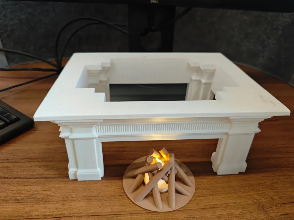 Fireplace Monitor Riser with Small Candles by PandaNMakerWorld ...