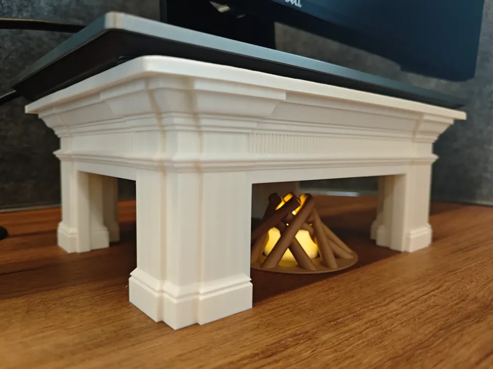 Fireplace Monitor Riser with Small Candles by PandaN - MakerWorld