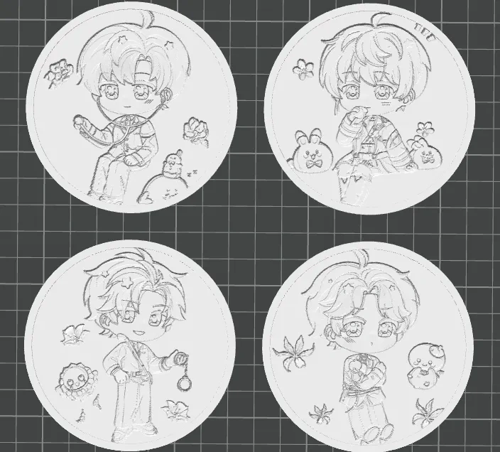 Love and Deep Space four lithophanes by user_930759409 - MakerWorld