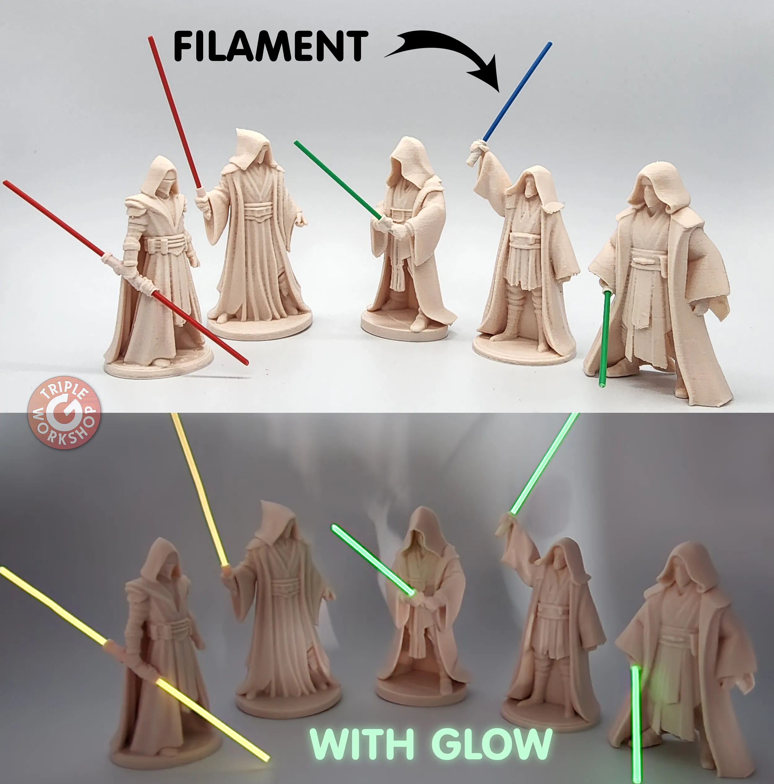 Jedi Miniature w/Filament Lightsaber - Free 3D Print Model - MakerWorld
