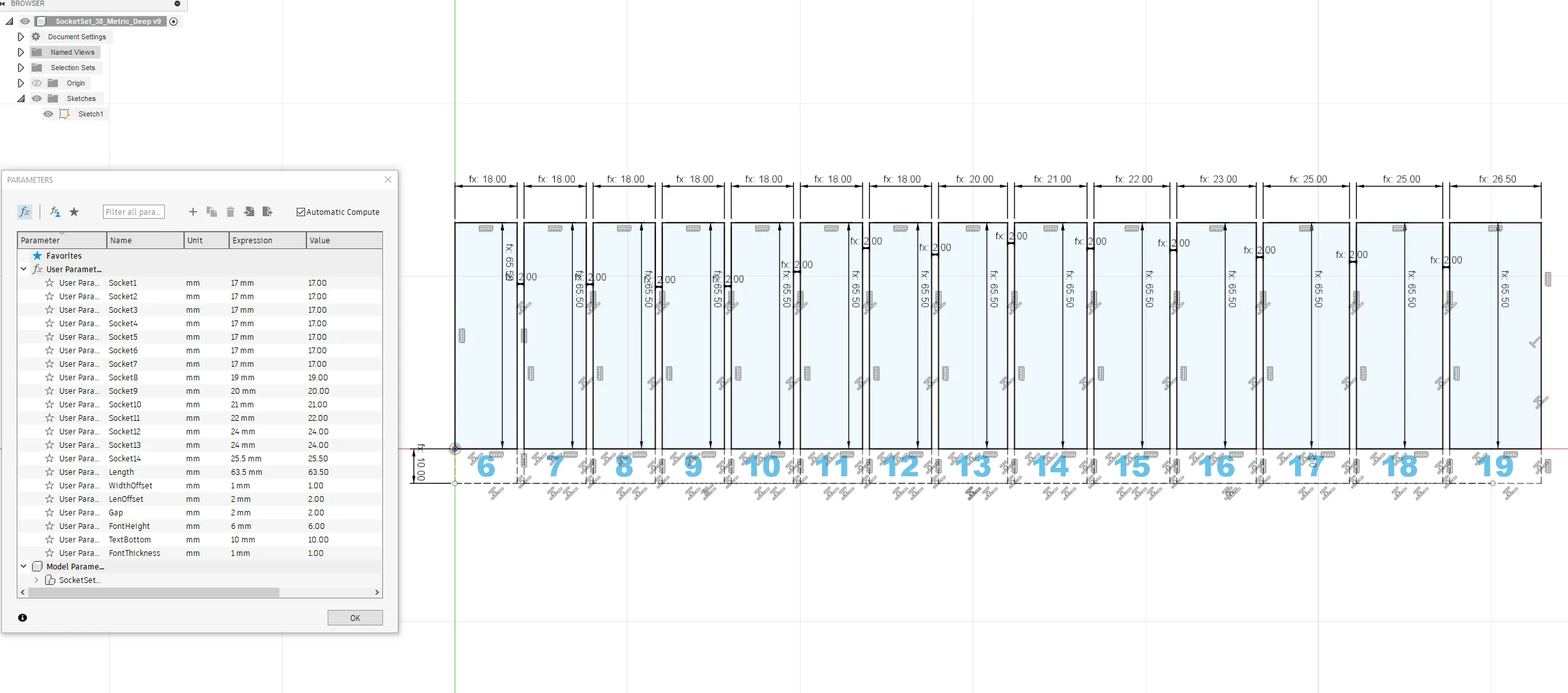 Gridfinity 3/8 metric deep socket set - Free 3D Print Model - MakerWorld