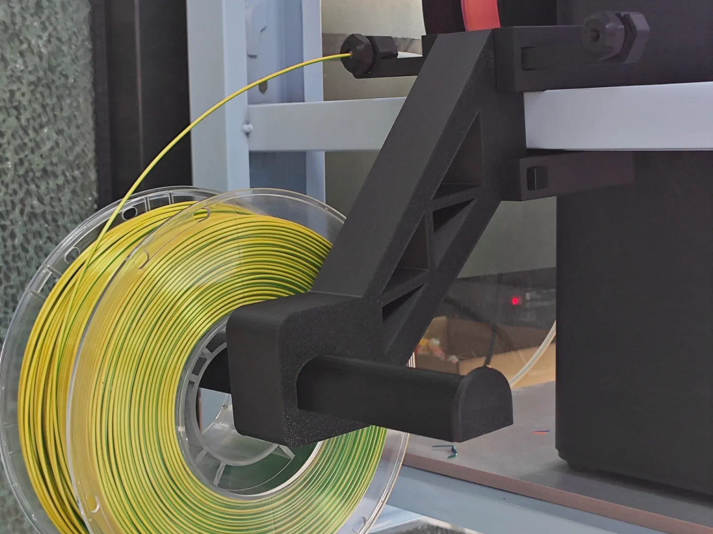 Side-mounted filament spool holder for shelving (with filament tube ...