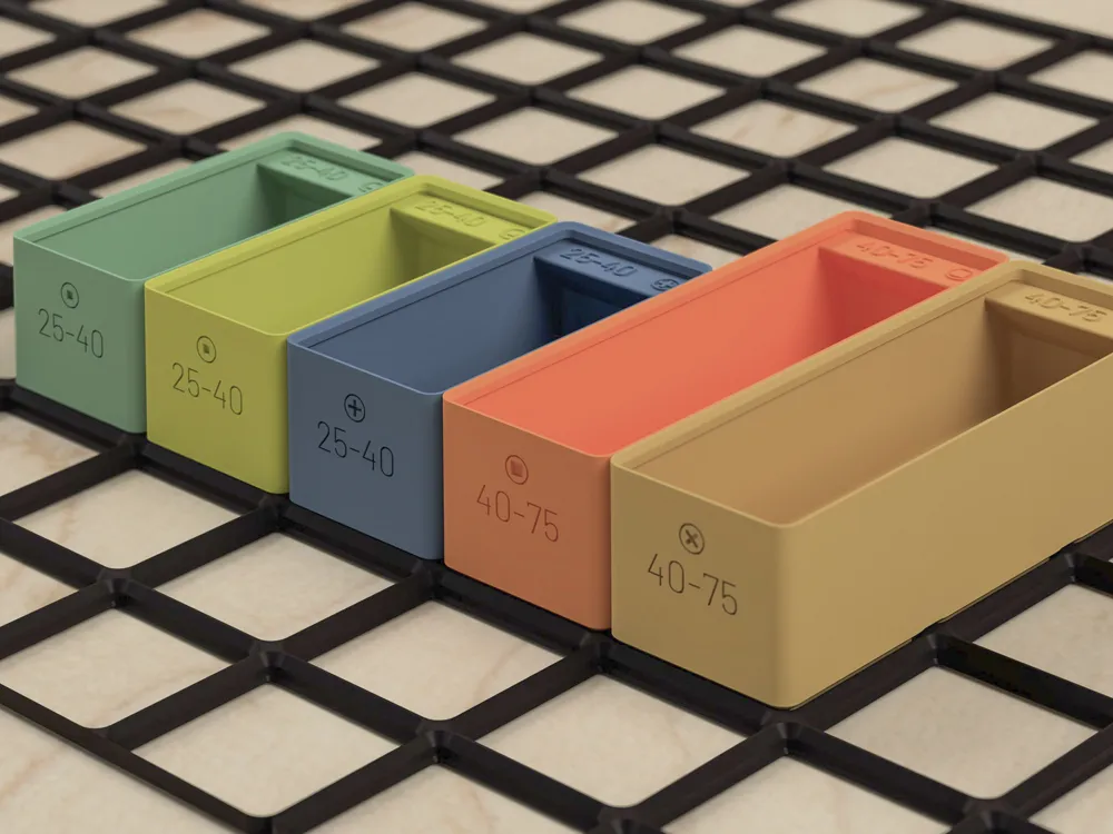 Gridfinity screw organiser and storage bins by Haus Sparrow - MakerWorld