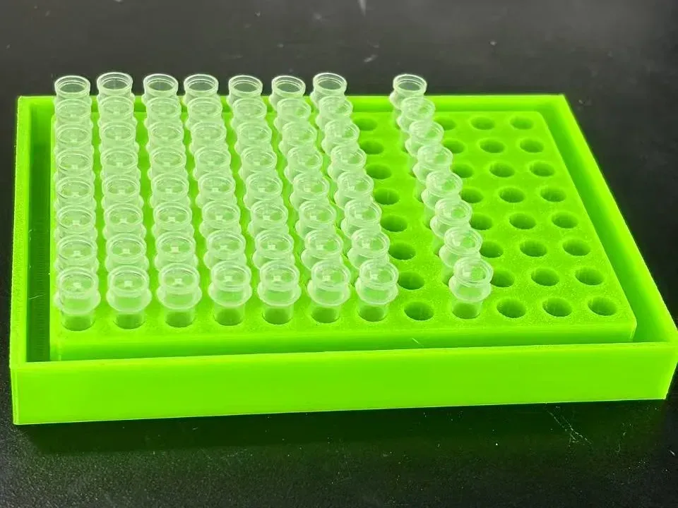PCR 96-well eight-strip tube rack, small yellow plate by user ...