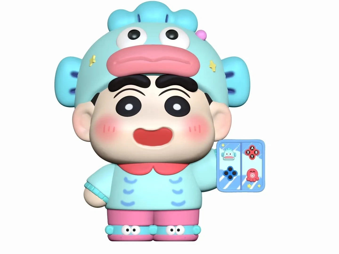 Crayon Shin-chan cosplay as a water monster by Knitted toys - MakerWorld
