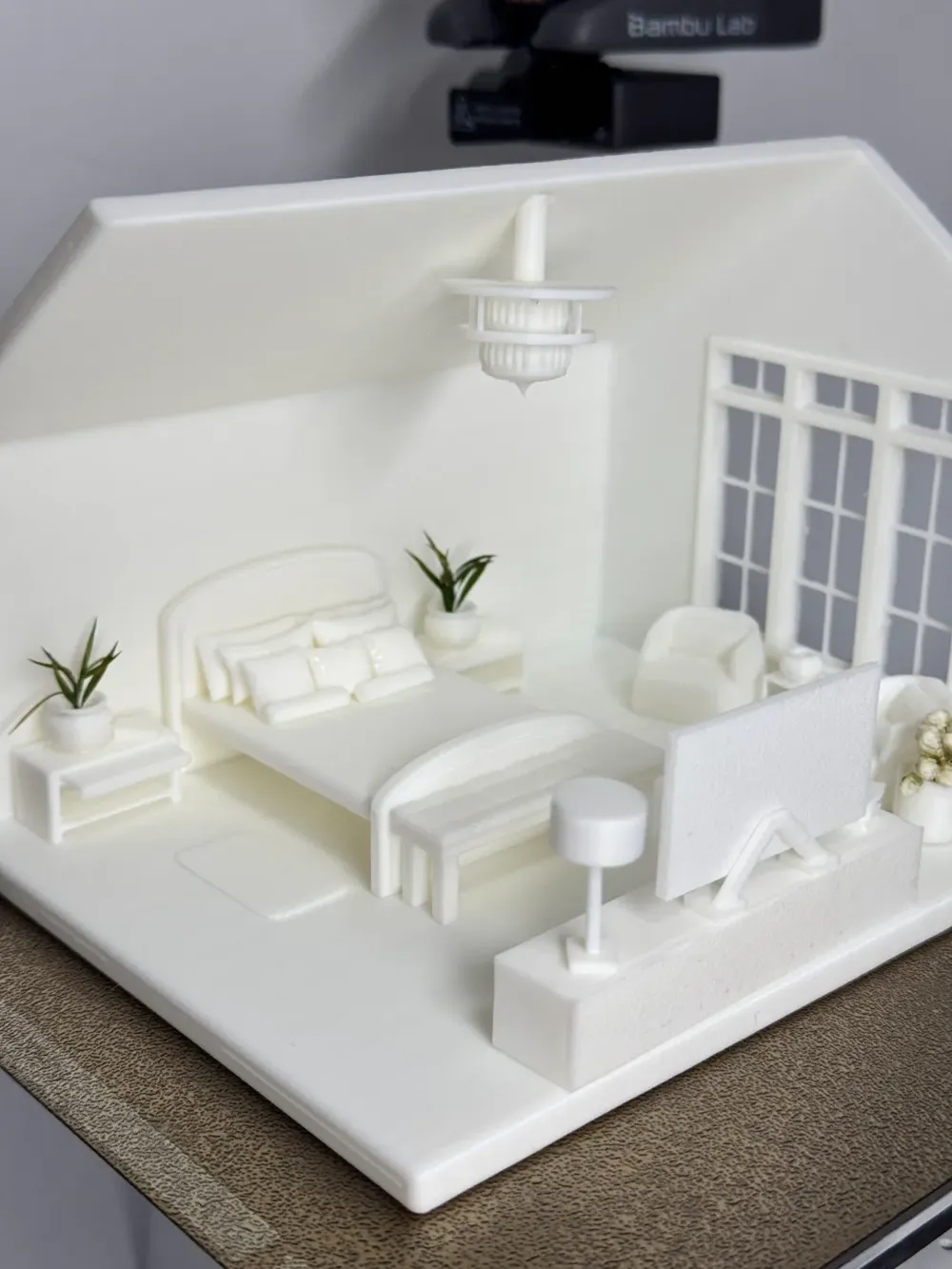 Mini bedroom 0.4 nozzle printable miniature model lamp television ...