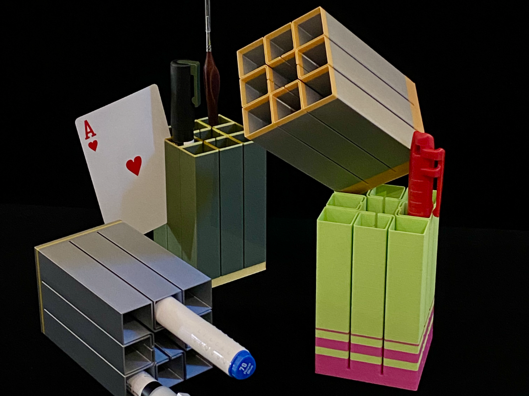 OneLiner all-purpose modular pen holder, featuring expandability, card ...