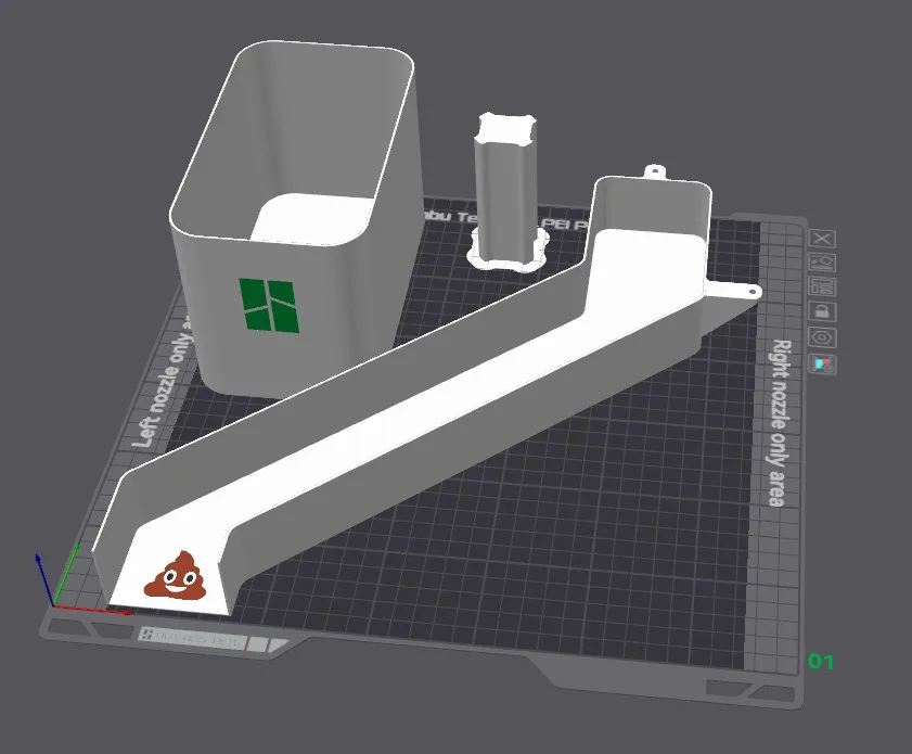 Bambu Lab H2D Poop chute with container by thkln MakerWorld: Download Free 3D Models