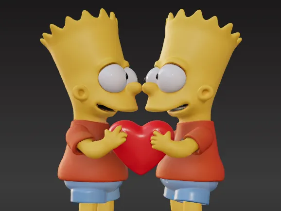 corazón de Bart Simpson - Modelo de impresión 3D gratuito - MakerWorld