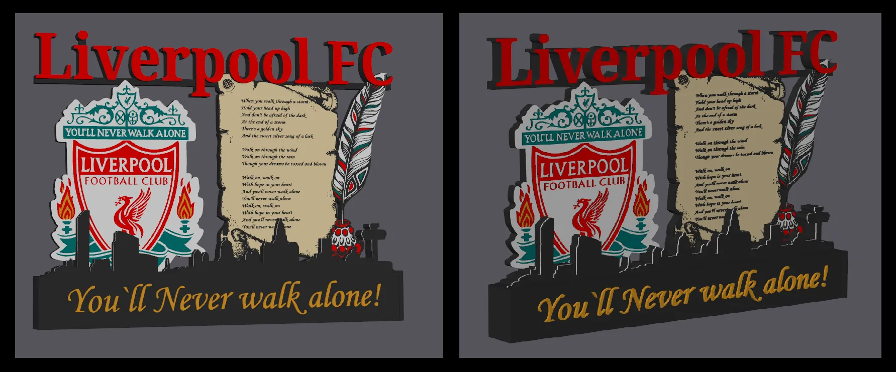 Liverpool FC with skyline of Liverpool by Jessie_3d_art MakerWorld ...