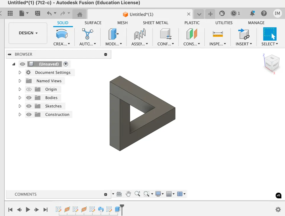 Impossible triangle illusion by PrinterMakerWorld: Download Free 3D Models