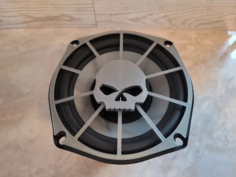 Harley Davidson speaker grill for 5.25" speaker by Willie Dubs MakerWorld: Download Free 3D Models
