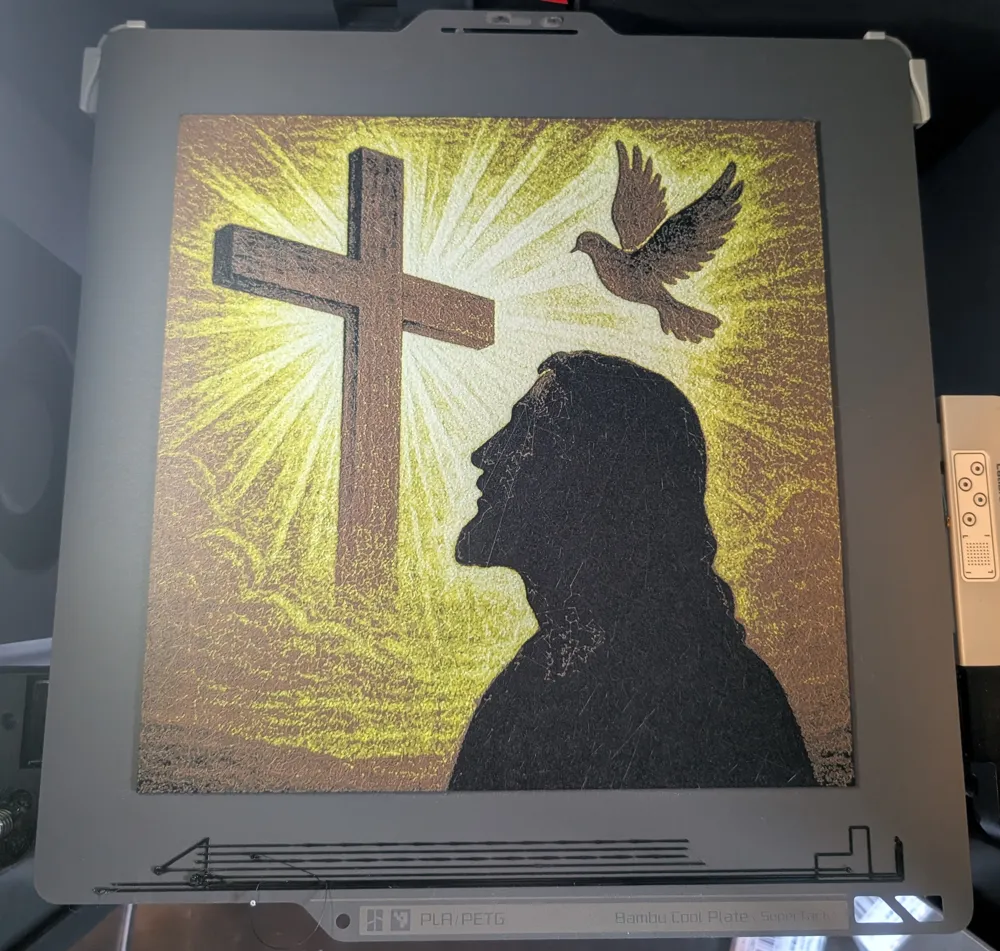 Jesus and Cross - Christian Hueforge art by eDub87 MakerWorld: Download ...