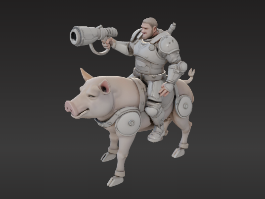 A man riding a pig with a cannon by user_889641140MakerWorld: Download ...