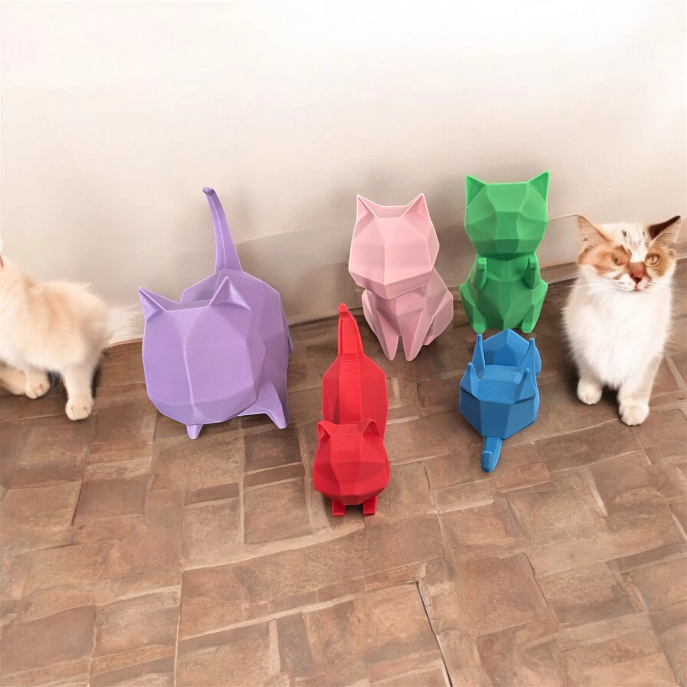 Modern Low Poly Cat Family – 3D Printed Home Decor - Free 3D Print ...