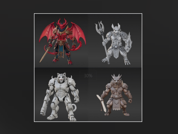 Armored weapon-wielding humanoid mythical Four Sacred Beasts, Four ...