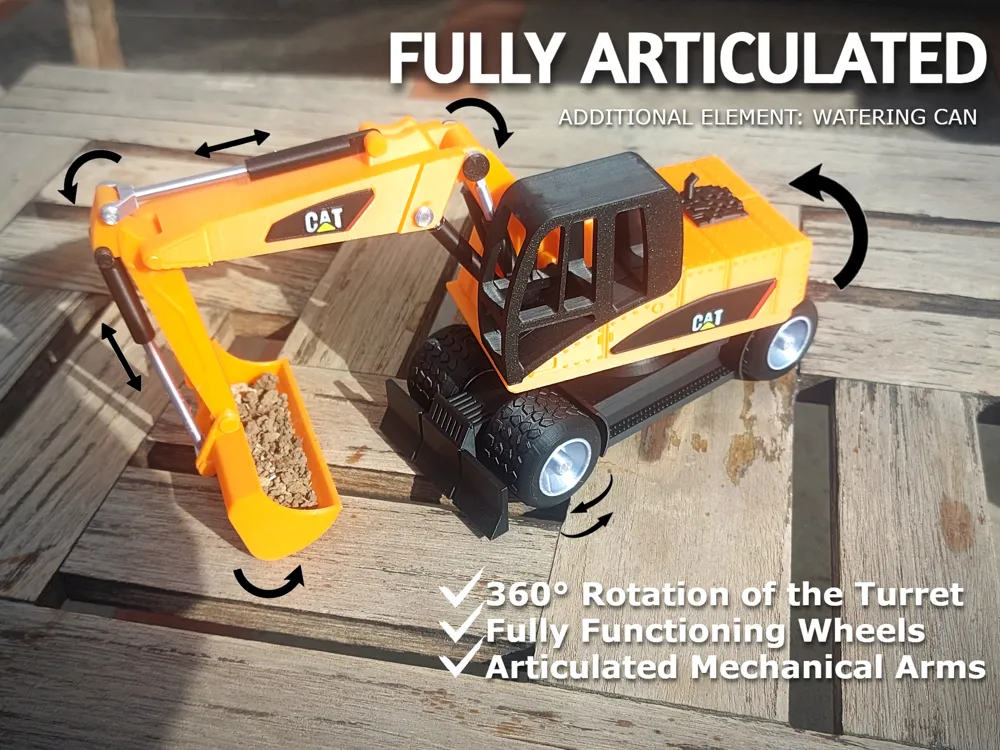 Bulldozer Fully Articulated with Watering Can by Savy Maker - MakerWorld