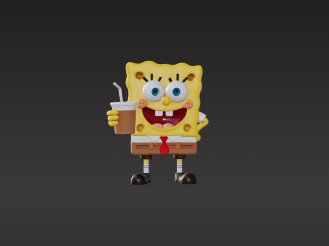 SpongeBob drinking milk tea Print in Place by 库尔勒 MakerWorld: Download ...