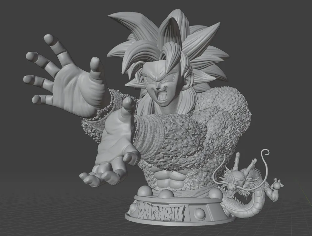 Goku SSJ4 & Shenron Custom Dragon Ball Bust - Free 3D Print Model ...