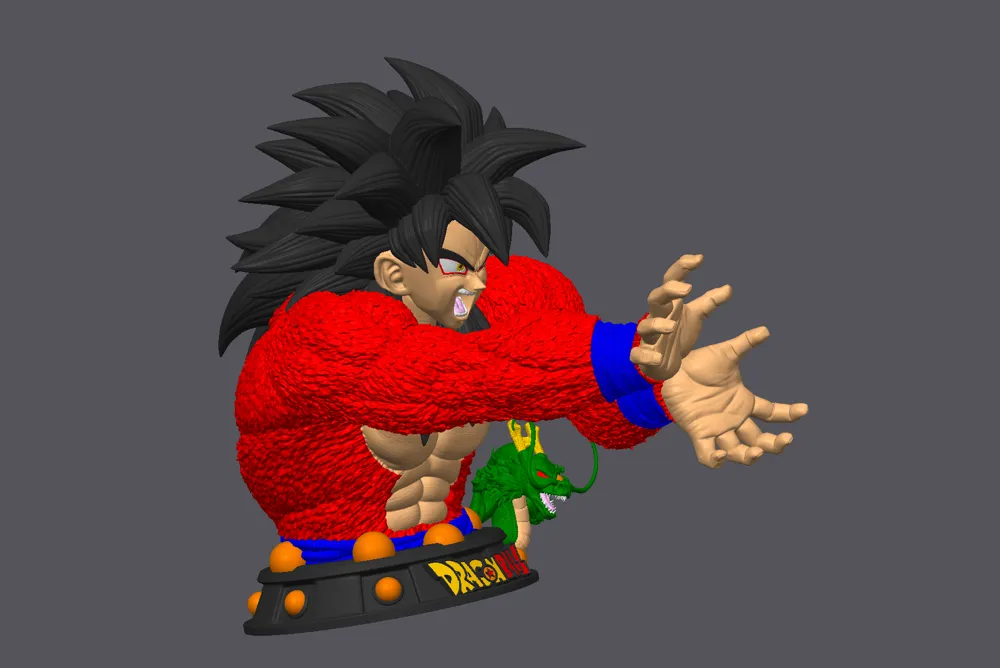 Goku SSJ4 & Shenron Custom Dragon Ball Bust - Free 3D Print Model ...