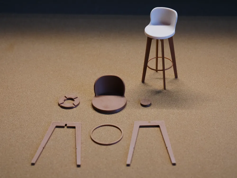 1:12 Scale Bar Stool for Dolls (Pairs Well with Adjustable Bar Counter ...