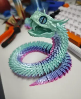 Fanged Viper - Print-in-Place Articulated Version, Head Rotates, Jaw ...