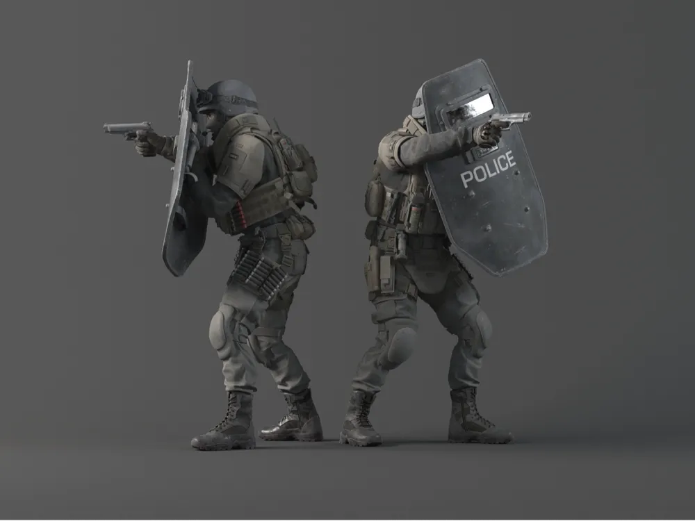 Special Forces Soldier Combination Shield SWAT - Free 3D Print Model ...