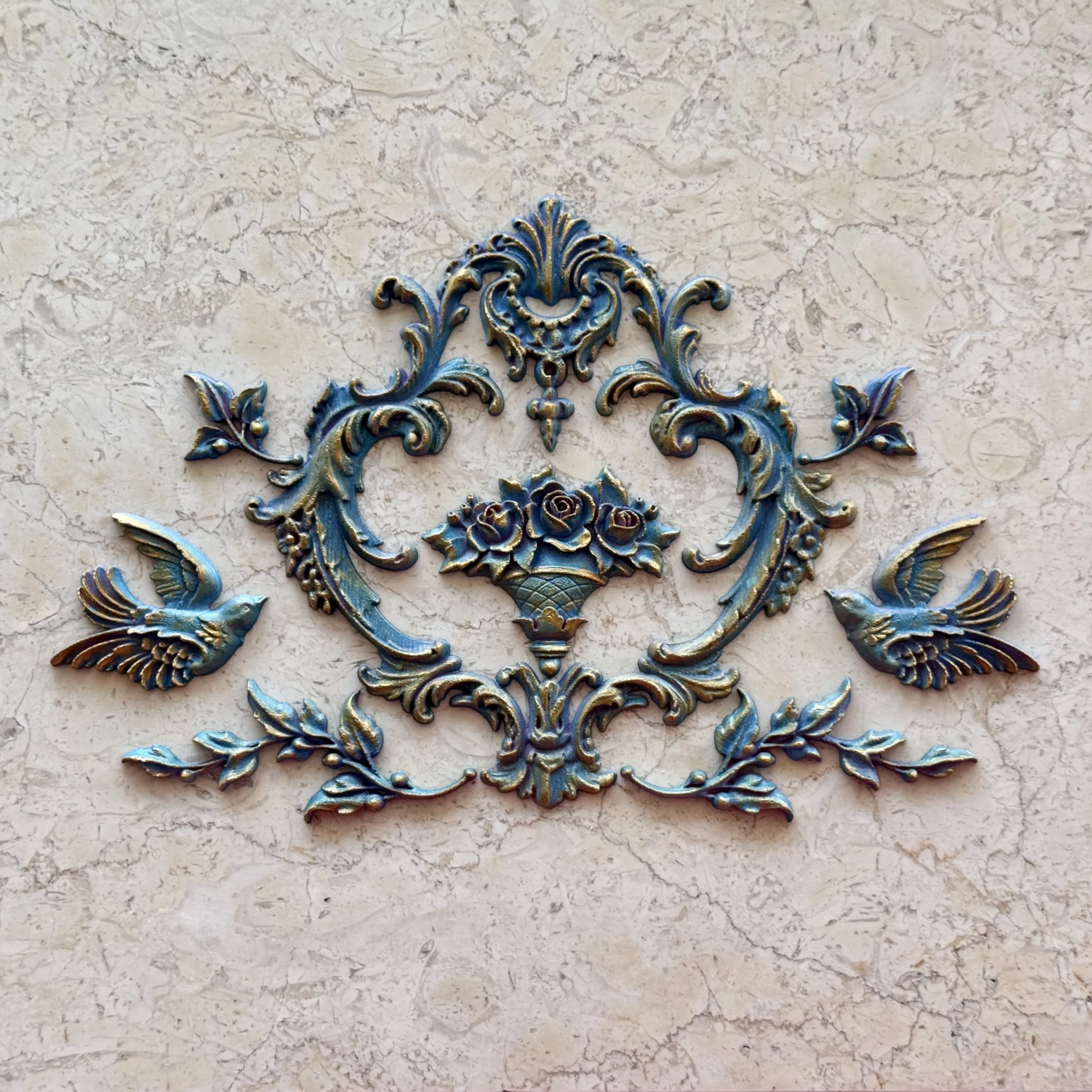 Decorative ornament, baroque style, patinated birds - Free 3D Print ...