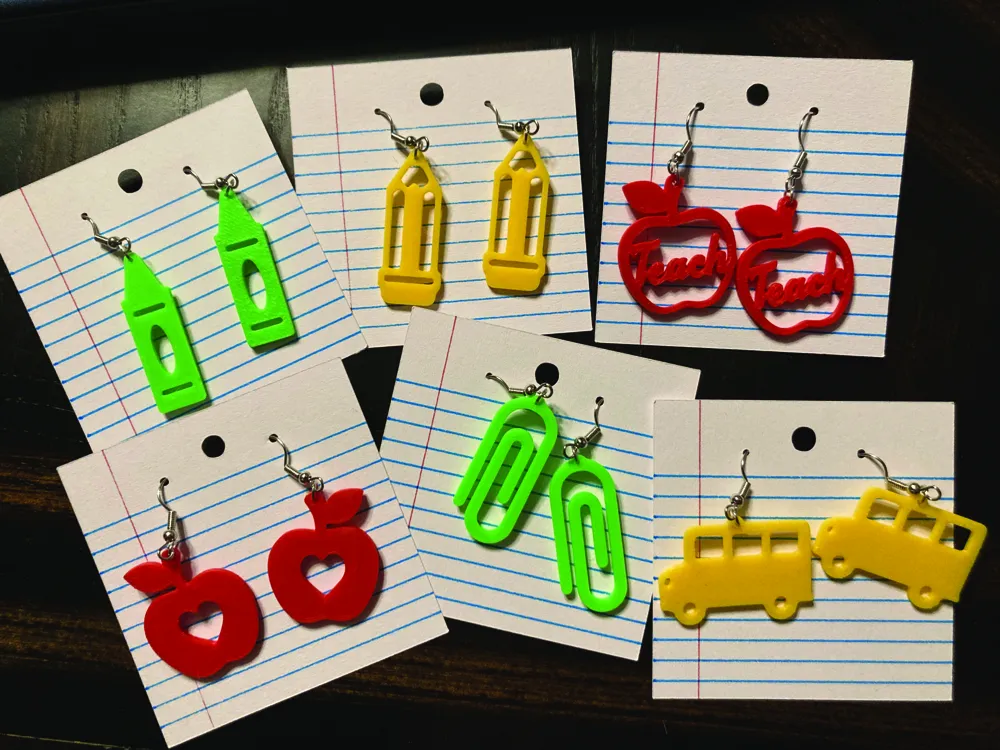 Teacher Earrings - Free 3D Print Model - MakerWorld