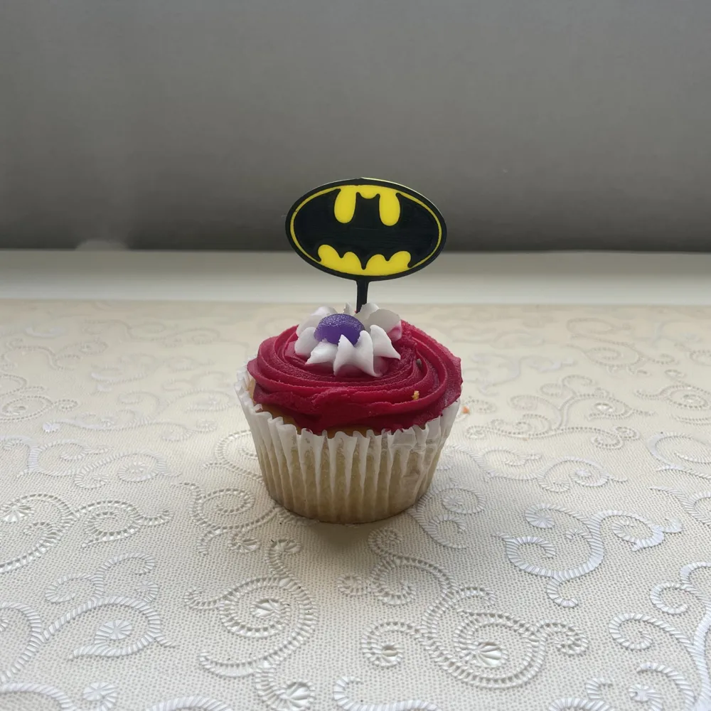Batman logo emblem cupcake cake topper decoration - Free 3D Print Model ...