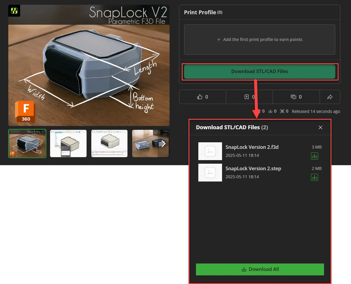 SnapLock V2 parametric F3d file by Hugo MakerWorld: Download Free 3D Models