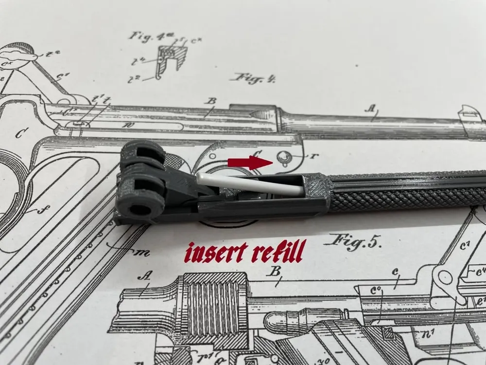 Luger pen (print in place) by DMUX MakerWorld: Download Free 3D Models