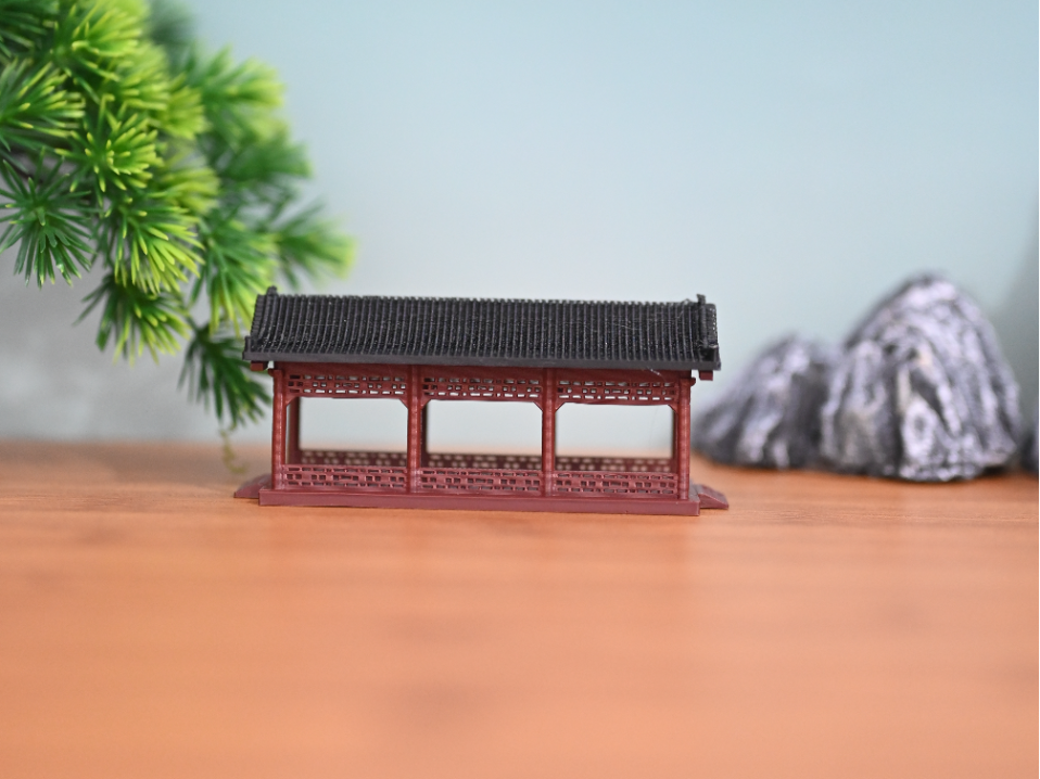 Three-Span Corridor Ancient Building Scenery Micro Landscape Model by ...