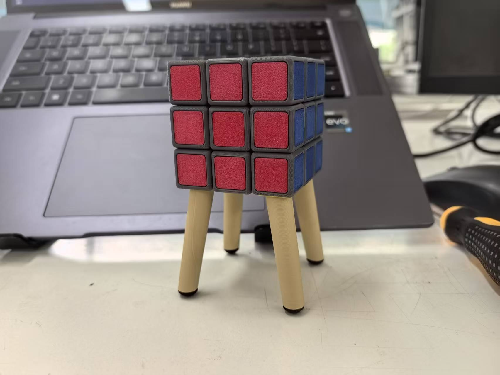 Rubik's Cube-themed bedside cabinet, table, chair by 亖葱MakerWorld ...