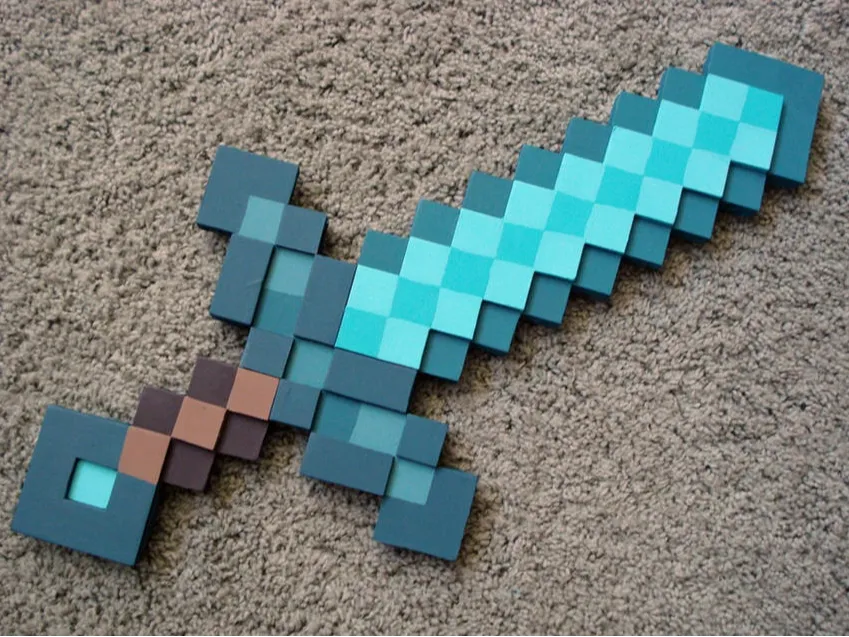 3d printed Minecraft diamond sword by T3DTheCreatorMakerWorld: Download Free 3D Models
