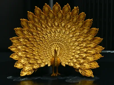 Golden Peacock Screen by cecily MakerWorld: Download Free 3D Models