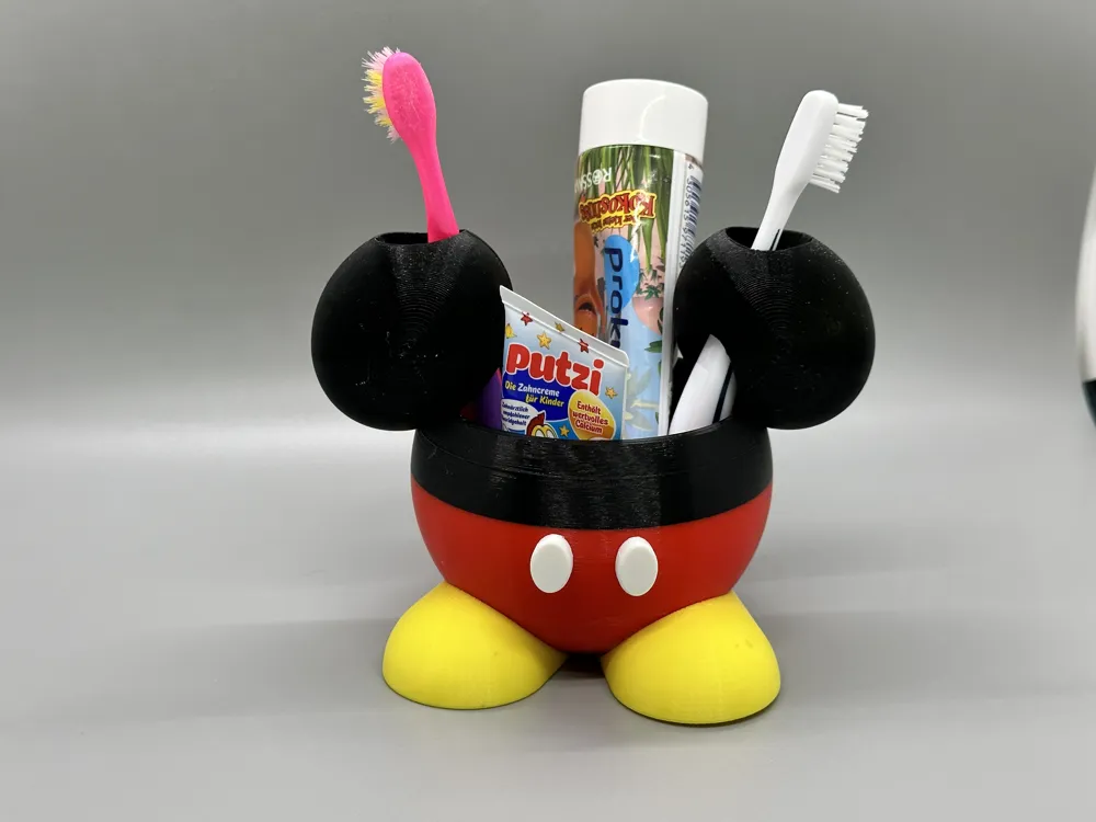 Mickey Mouse-themed Toothbrush&Toothpaste Holder by FoxRun3DMakerWorld ...