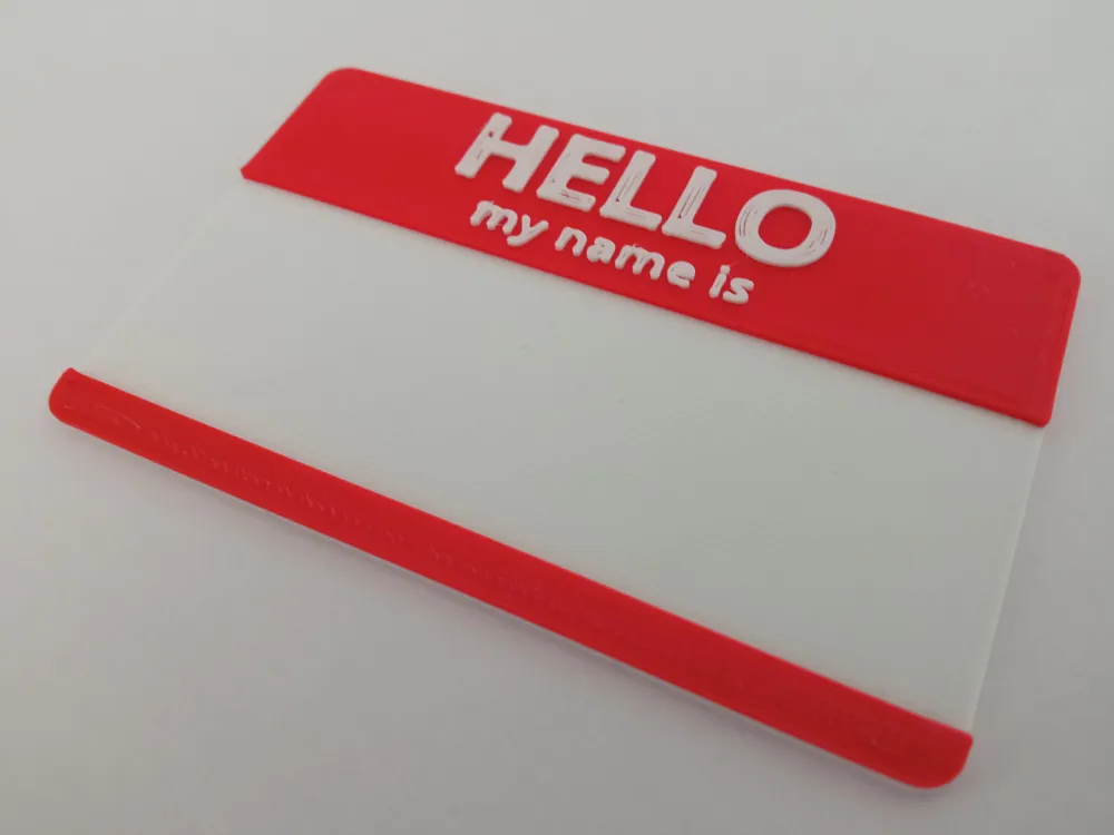 "HELLO, my name is" nametag by Matej's WorkshopMakerWorld: Download ...