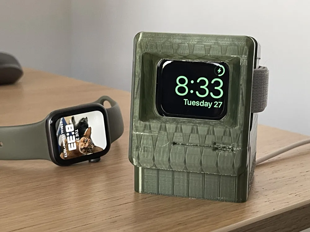 Macintosh-Style Retro Apple Watch Stand - Free 3D Print Model - MakerWorld